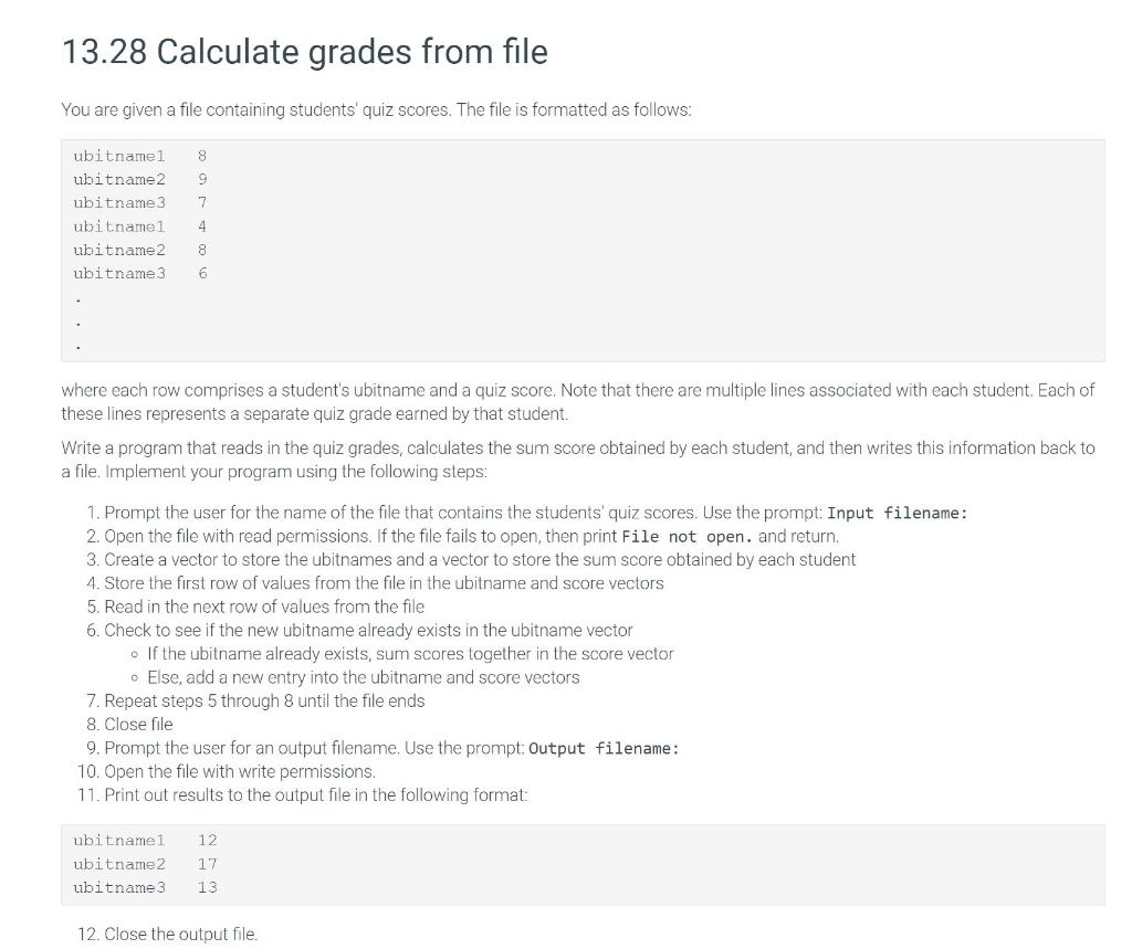Solved 13.28 Calculate grades from file You are given a file | Chegg.com