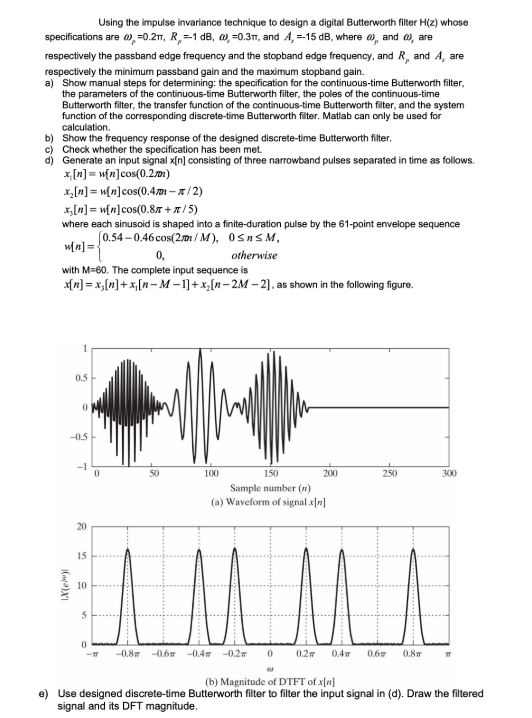 Using the impulse invariance technique to design a | Chegg.com