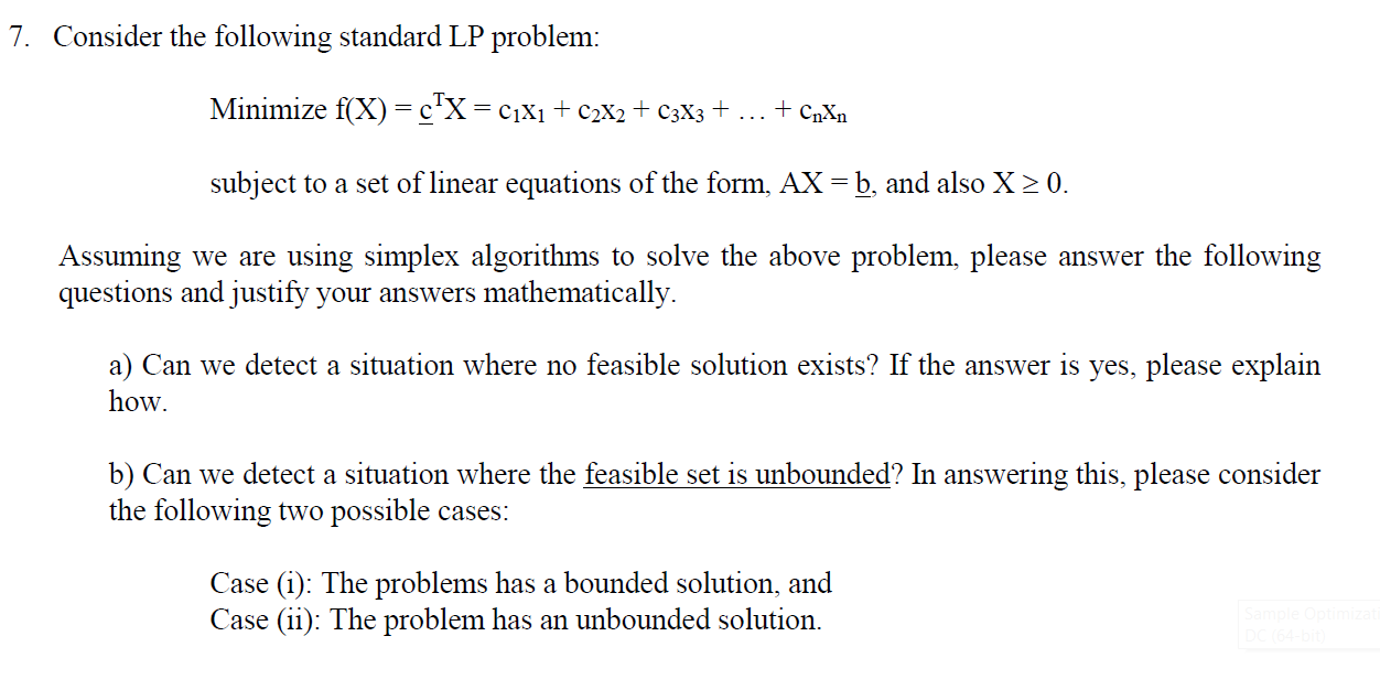 Solved 7. Consider the following standard LP problem: | Chegg.com