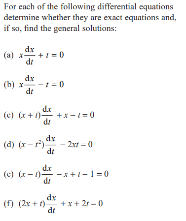 Solved For each of the following differential equations | Chegg.com