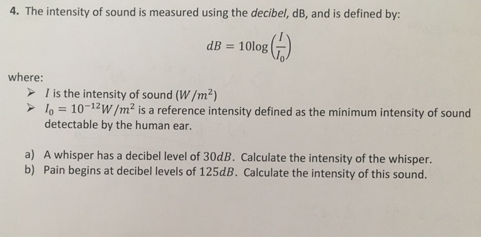 Solved 4. The intensity of sound is measured using the | Chegg.com