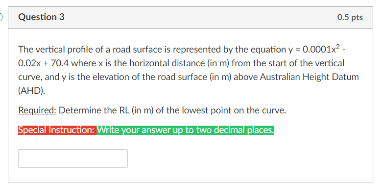 Solved The vertical profile of a road surface is represented | Chegg.com