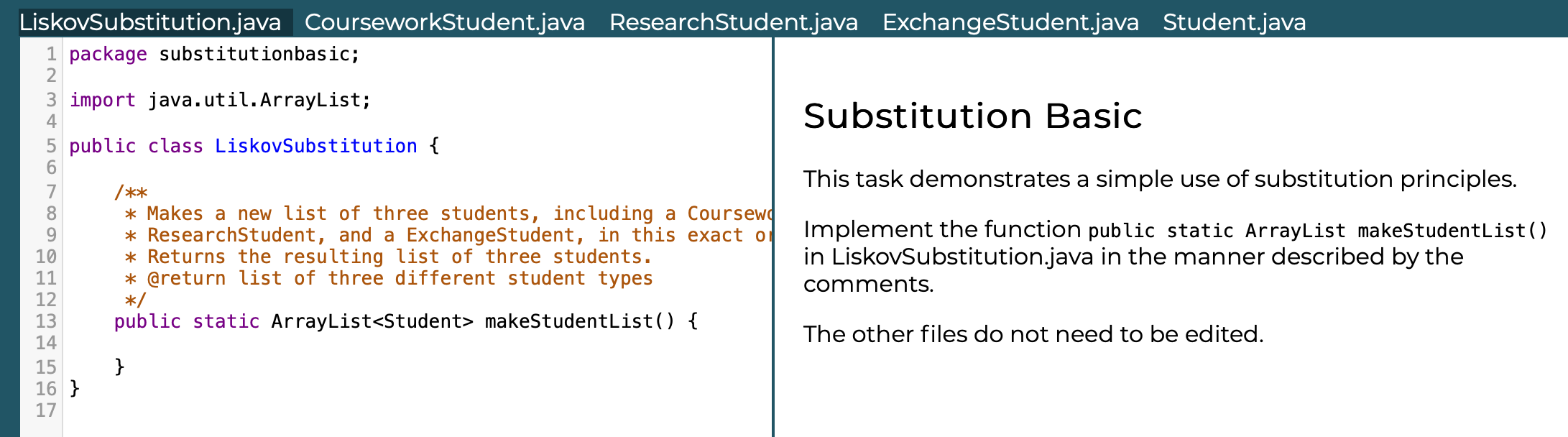 Solved LiskovSubstitution.java CourseworkStudent.java | Chegg.com