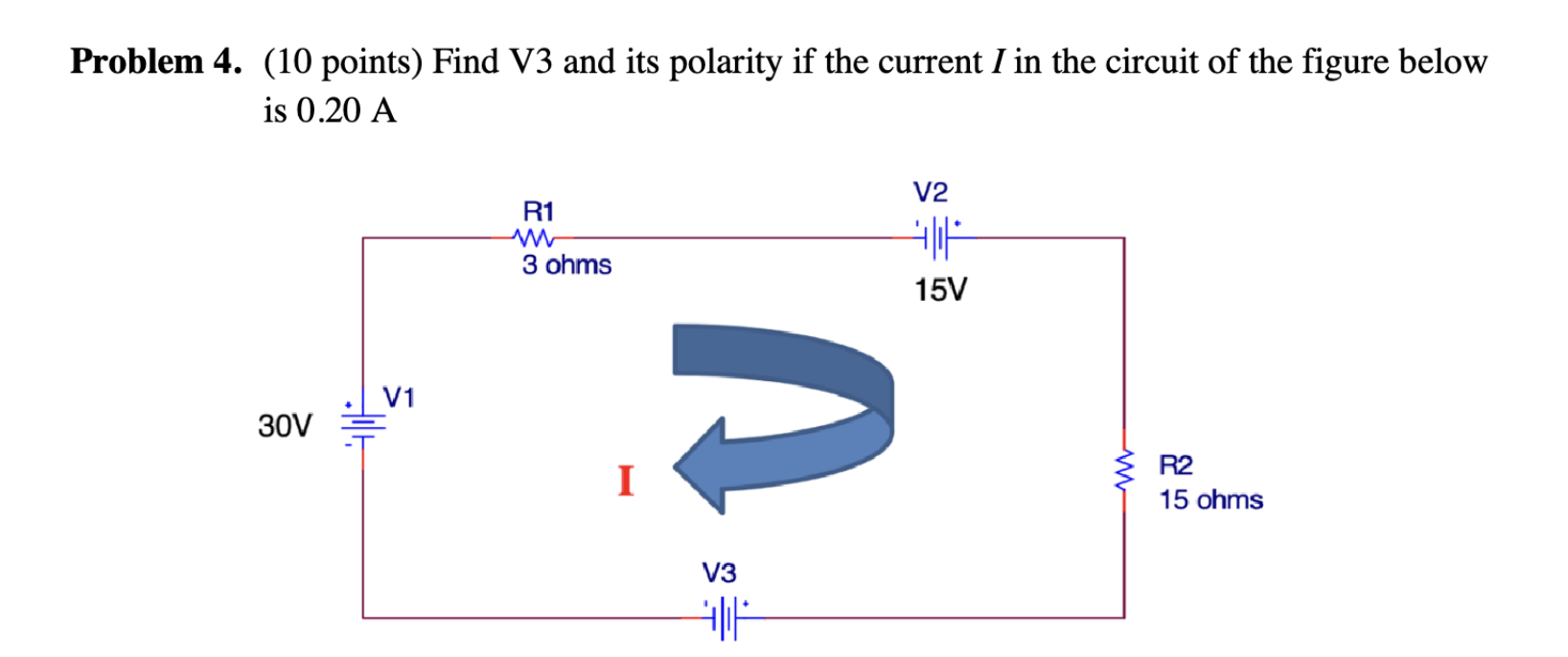 Solved Problem 4. (10 points) Find V3 and its polarity if | Chegg.com