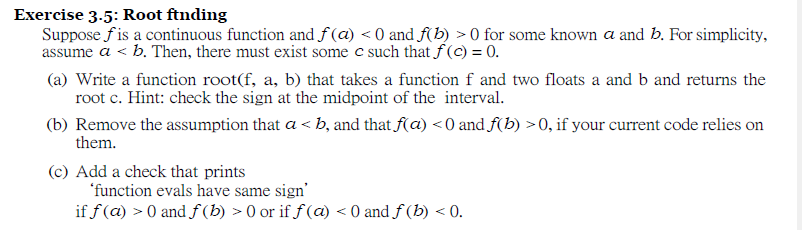 Solved Exercise 3-5: Root ftnding Suppose f is a continuous | Chegg.com