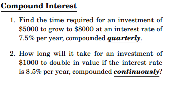Solved Compound Interest 1. Find the time required for an | Chegg.com
