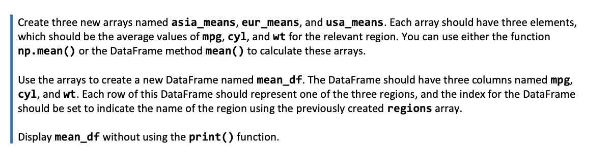 Solved Part 5: Regional Counts and Means Each automobile in | Chegg.com