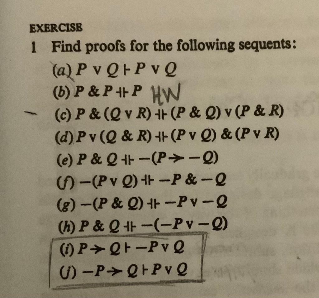 Solved EXERCISB 1 Find proofs for the following sequents: | Chegg.com