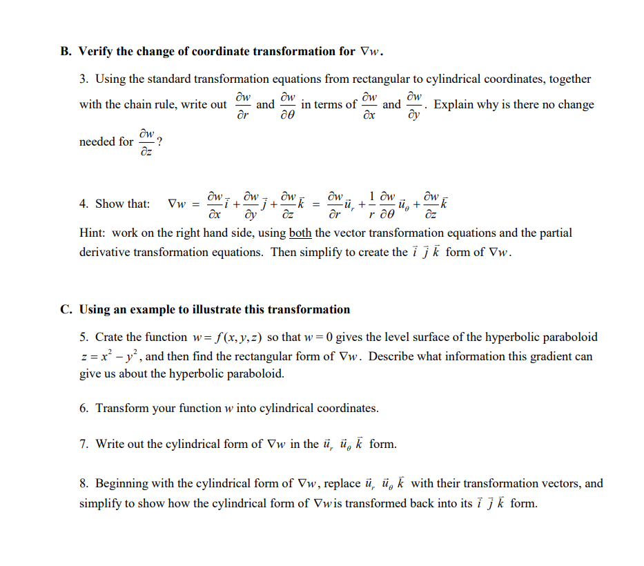 Solved Verify the change of coordinate transformation for | Chegg.com