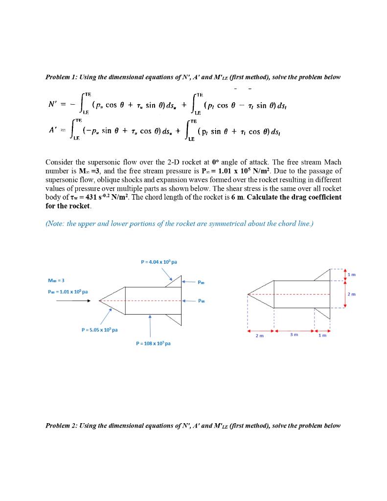 Solved Problem 1: Using the dimensional equations of N', A' | Chegg.com