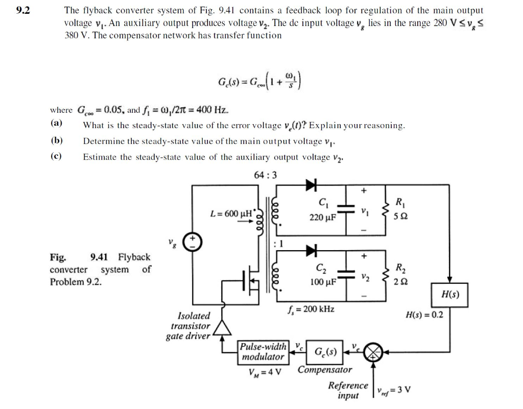 Solved 9.2 The flyback converter system of Fig. 9.41 | Chegg.com