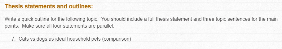 Solved Thesis statements and outlines: Write a quick outline | Chegg.com