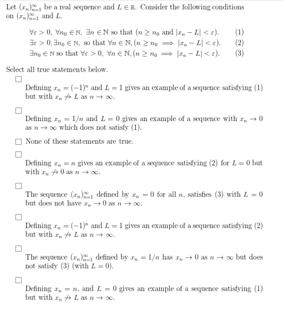 Solved Let (cm)-1 be a real sequence and L ER. Consider the | Chegg.com