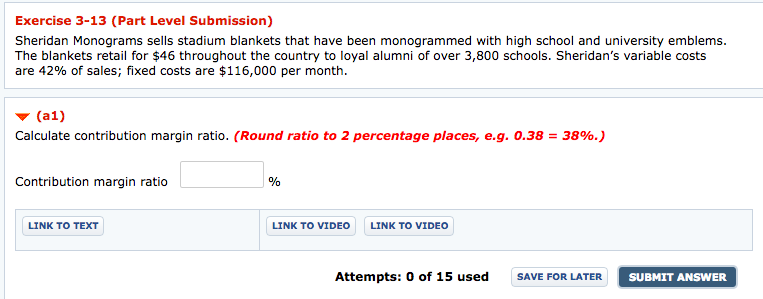 Solved Exercise 3-13 (Part Level Submission) Sheridan | Chegg.com