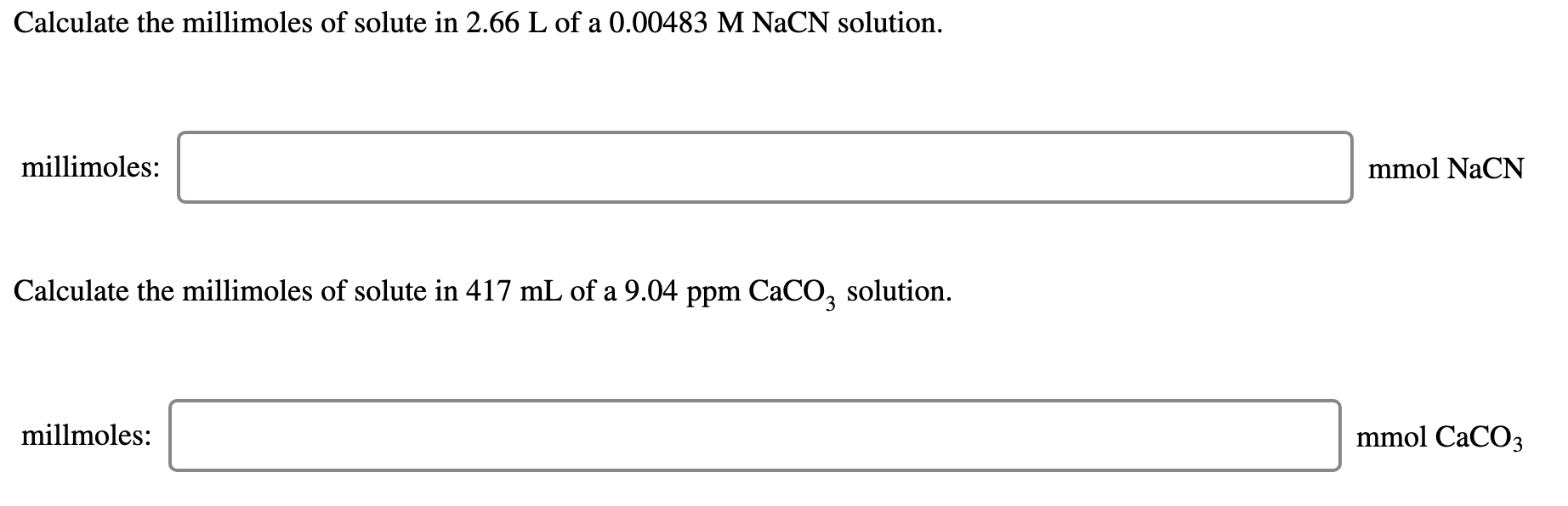Solved Calculate the millimoles of solute in 2.66 L of a | Chegg.com