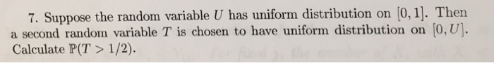 Solved 7 Suppose The Random Variable U Has Uniform 9676