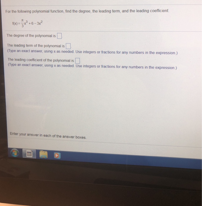 Solved For the following polynomial function, find the | Chegg.com