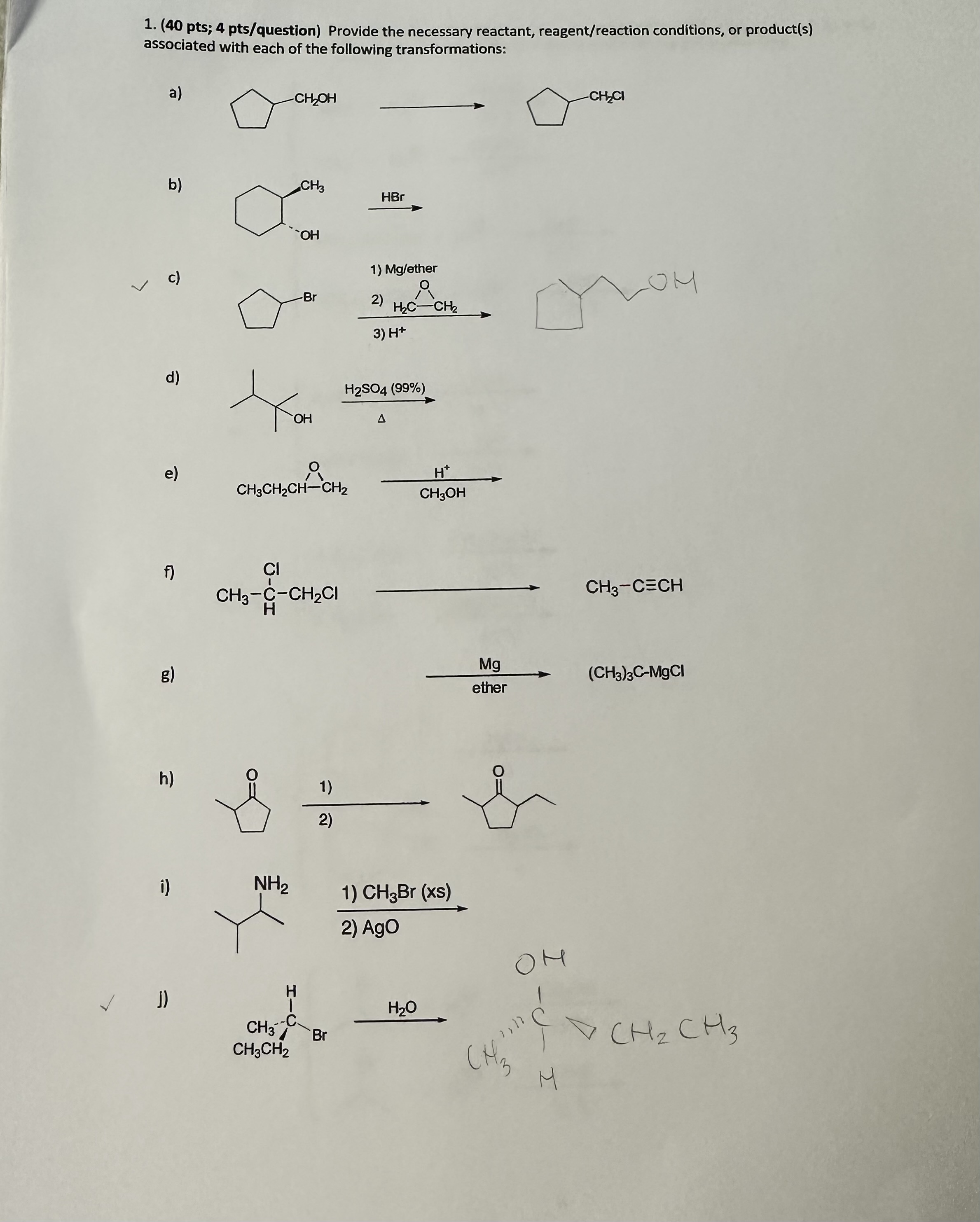 Solved 1. (40 pts; 4 pts/question) Provide the necessary | Chegg.com Solved 1. (40 pts; 4 pts/question) Provide the necessary | Chegg.com