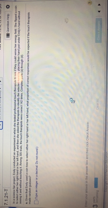 Solved 7.1.21-T In a science fair project Emily conducted an | Chegg.com