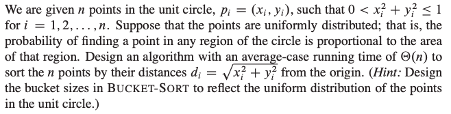 Solved We are given n points in the unit circle, Pi = (xi, | Chegg.com