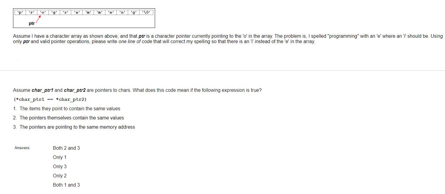 Solved 'p O 'g' 'a' Te! 'g' 10' ptr Assume I have a | Chegg.com