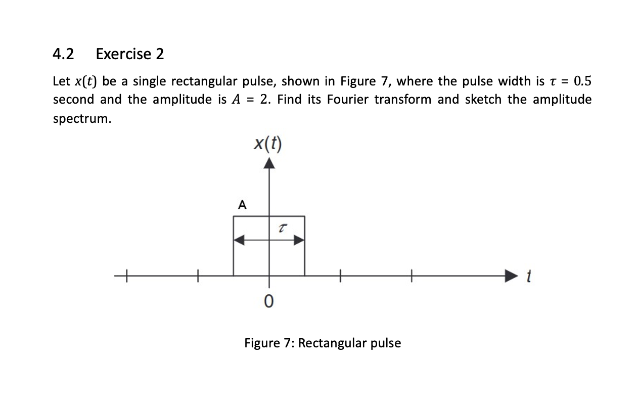 4.2 ﻿Exercise 2Let x(t) ﻿be a single rectangular | Chegg.com