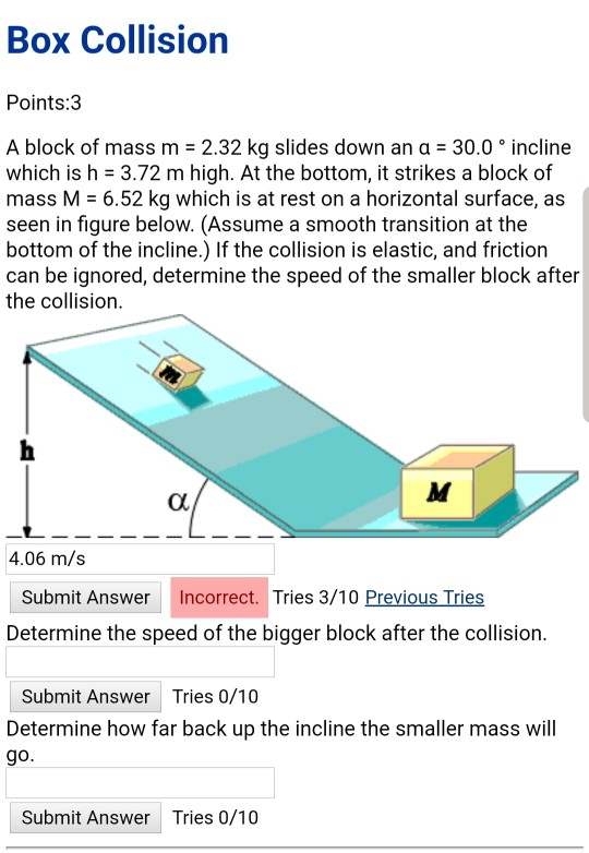 Solved Box Collision Points:3 A block of mass m 2.32 kg | Chegg.com