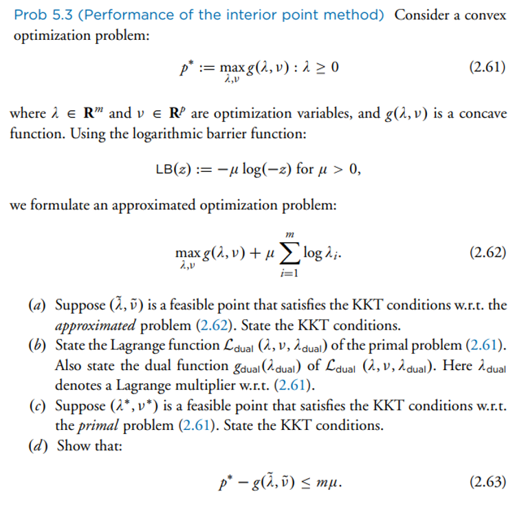 Solved Prob 5.3 (Performance of the interior point method) | Chegg.com