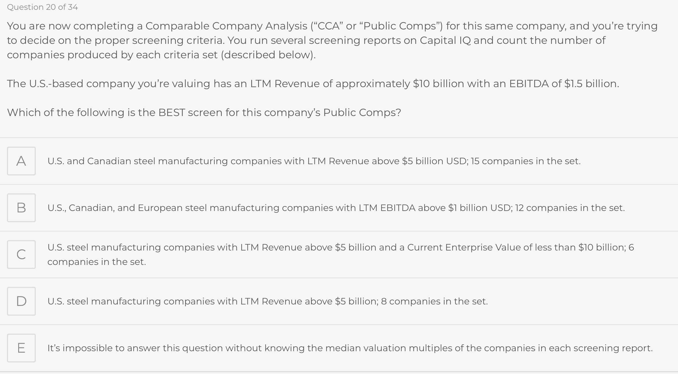 Solved Question 20 ﻿of 34You are now completing a Comparable | Chegg.com