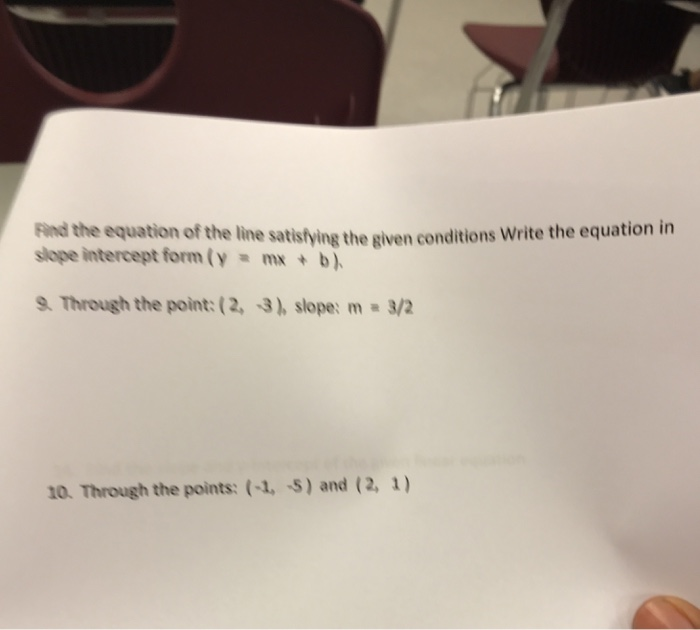 Solved And the equation of the slope intercept form (y mxb) | Chegg.com