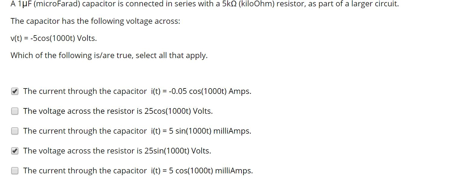 Solved A 1MF (microFarad) capacitor is connected in series | Chegg.com