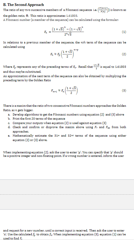 Solved F() ) B. The Second Approach The ratio of any two | Chegg.com