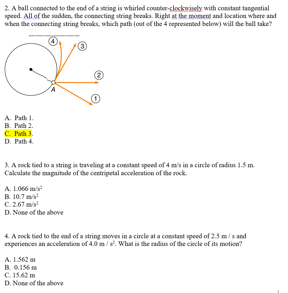 Solved 2. A ball connected to the end of a string is whirled | Chegg.com