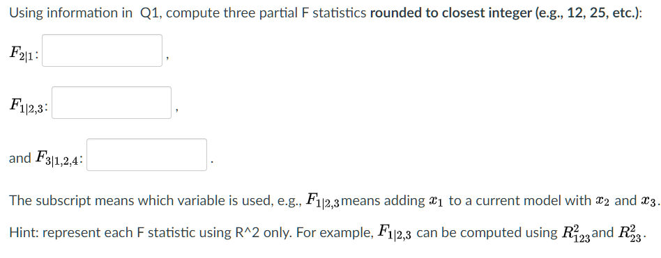 Number of variables in the model 1 1 1 1 2 2 R2 Cp | Chegg.com