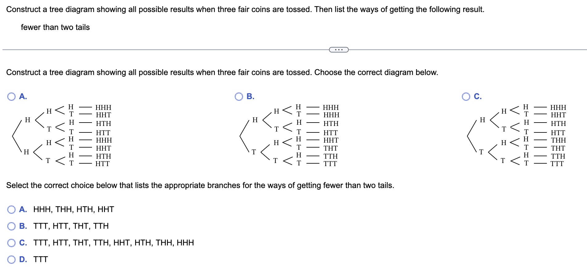 Solved Construct a tree diagram showing all possible results | Chegg.com