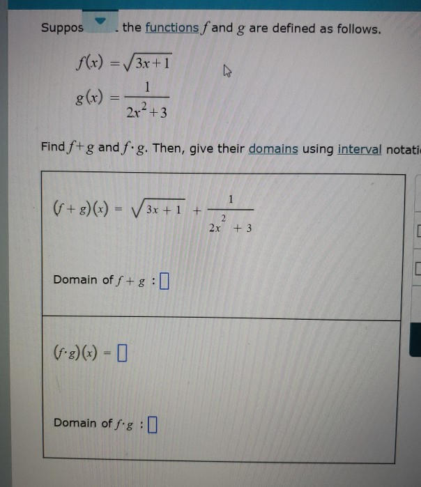 Solved Suppos the functions fand g are defined as follows. | Chegg.com