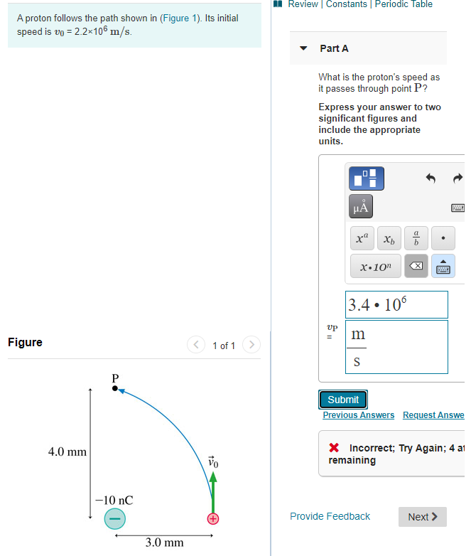 Solved Review Constants Periodic Table A proton follows the | Chegg.com