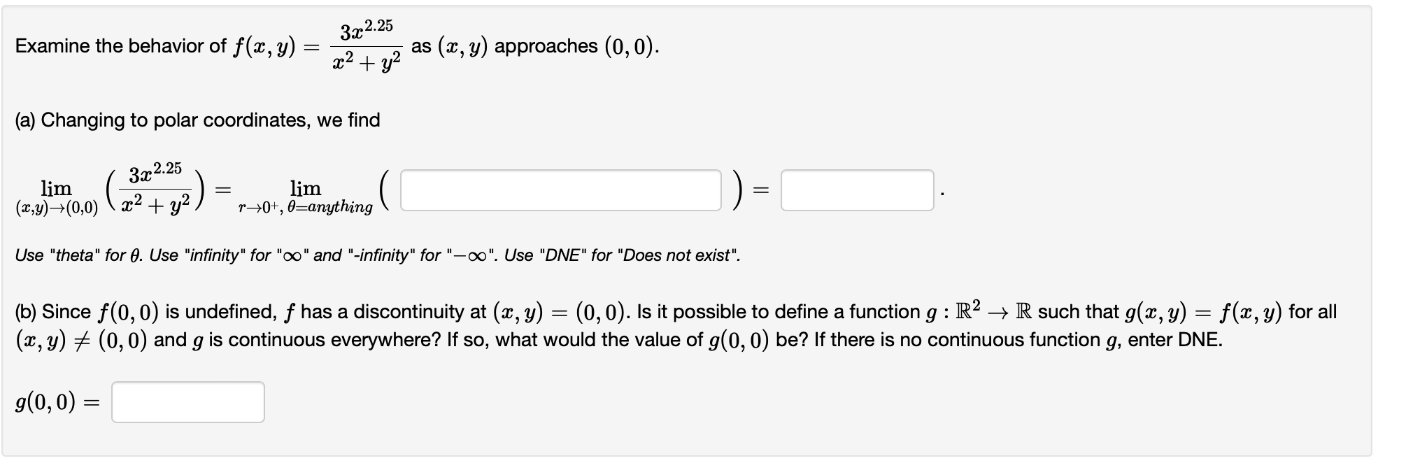 Solved Examine the behavior of f(x,y)=x2+y23x2.25 as (x,y) | Chegg.com