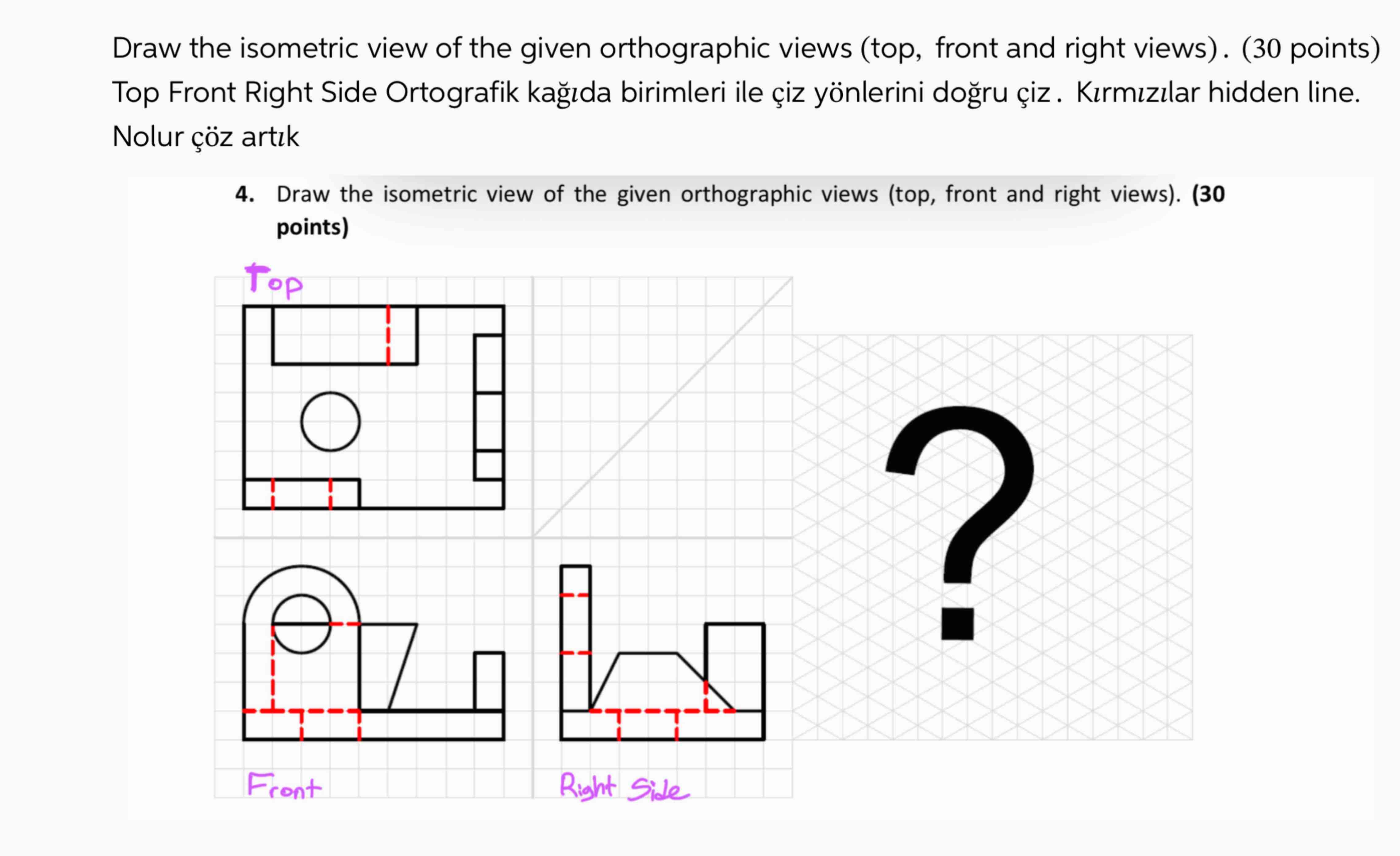 Draw the isometric view of the given orthographic | Chegg.com