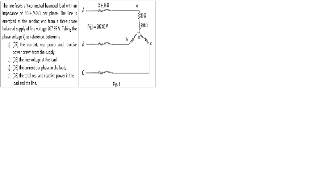 Solved $300 1400 hurm The line feeds a Y-connected balanced | Chegg.com