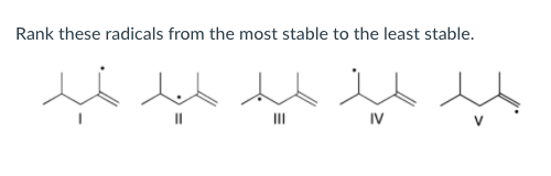 Solved Rank these radicals from the most stable to the least | Chegg.com