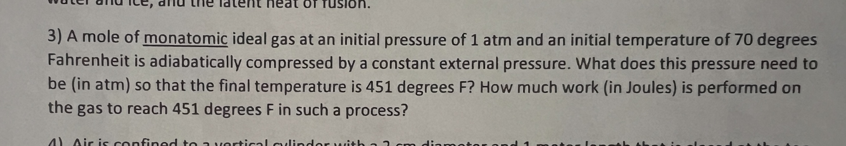 Solved A mole of monatomic ideal gas at an initial pressure | Chegg.com