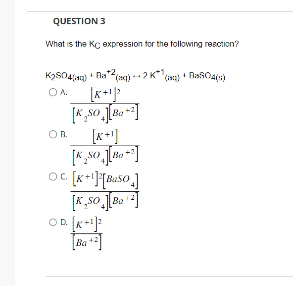 Solved What is the KC expression for the following reaction? | Chegg.com