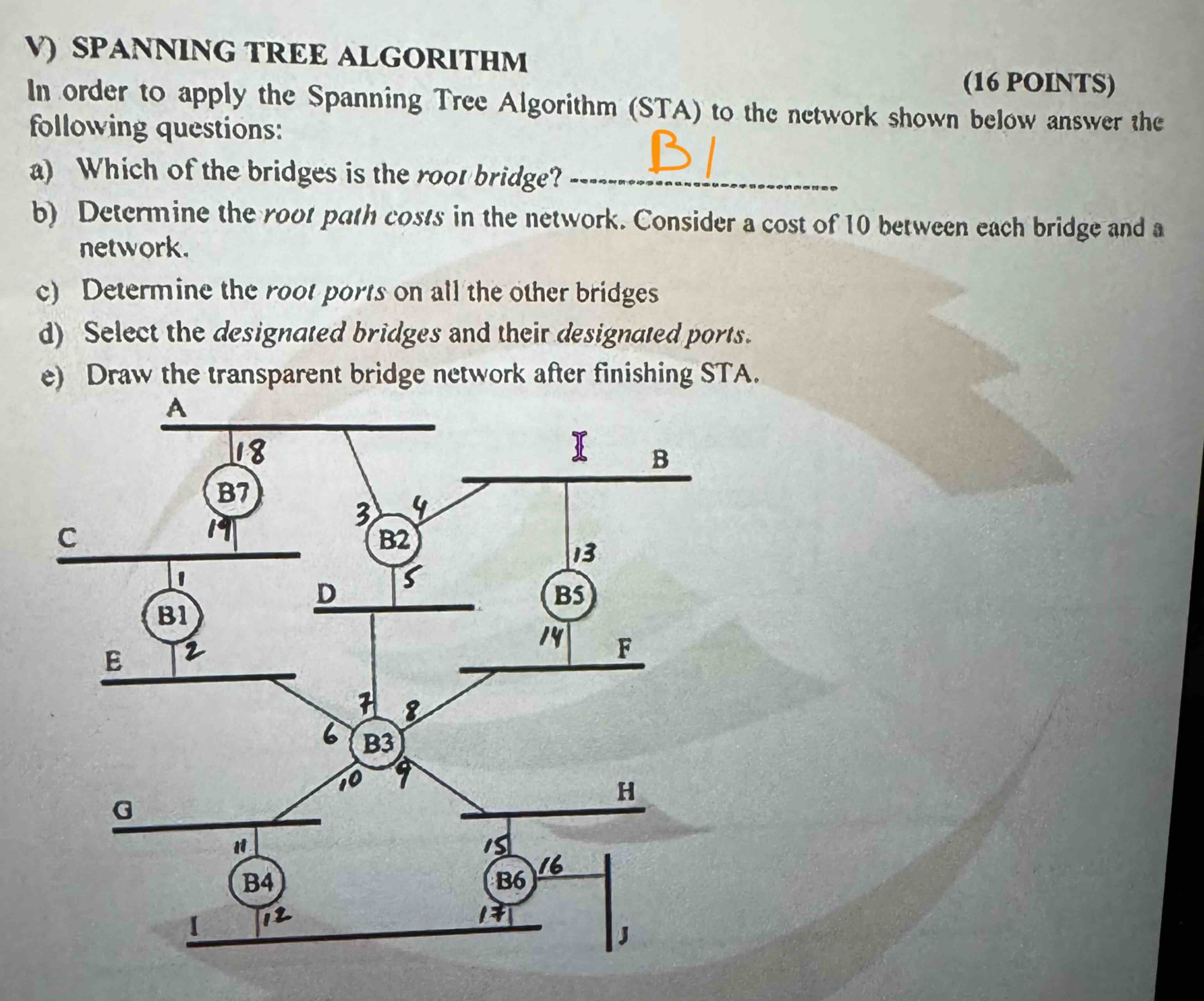Solved V spanning Tree Algorithm 16 points In Order To