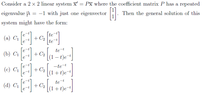 Solved Consider a 2 x 2 linear system x = Px where the | Chegg.com