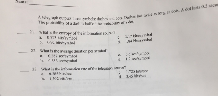 Solved Name: graph outputs three symbols: dashes and dots, | Chegg.com