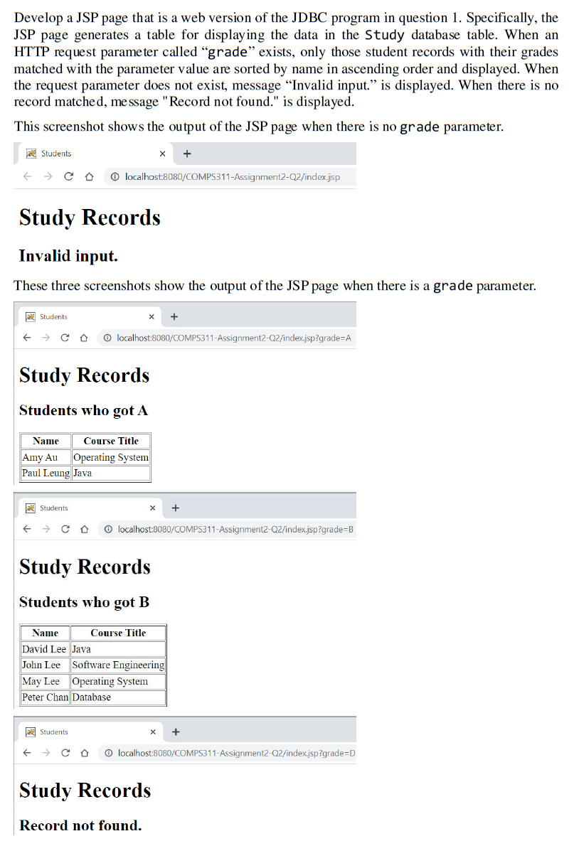 Solved Develop a JSP page that is a web version of the JDBC | Chegg.com