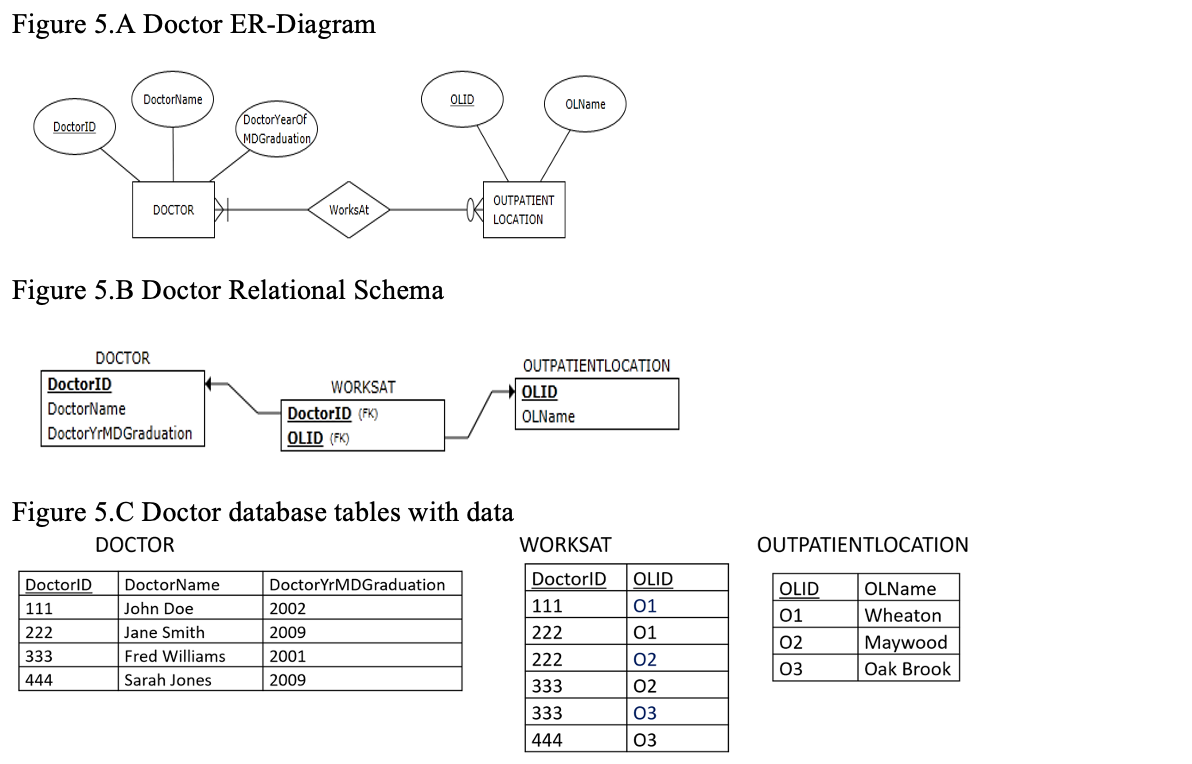 Solved Figure 5.A Doctor ER-Diagram DoctorName OLID OLName | Chegg.com