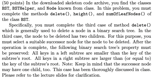 Solved (50 points) In the downloaded skeleton code archive, | Chegg.com