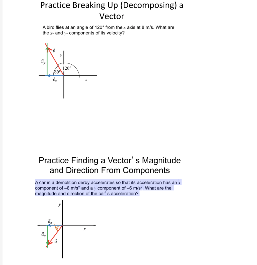 Solved: Practice Breaking Up (Decomposing) A Vector A Bird... | Chegg.com